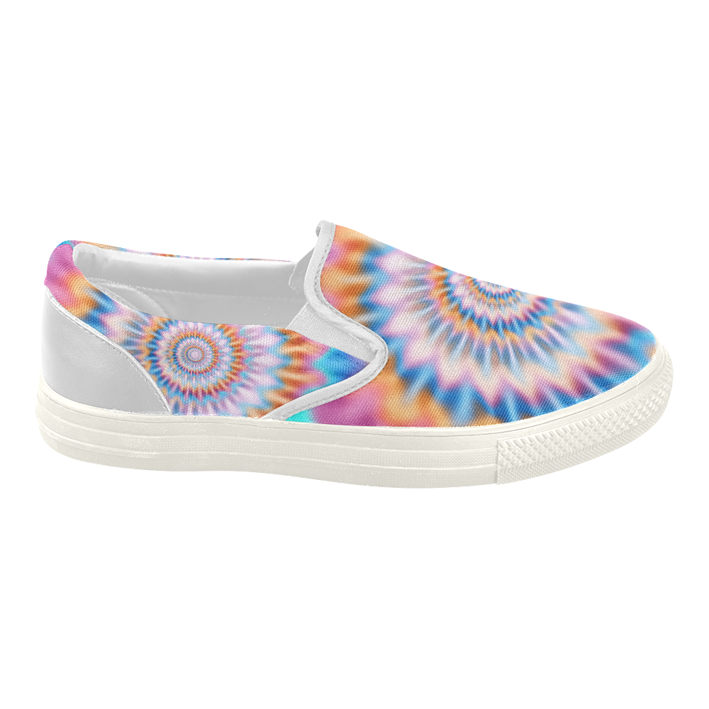 MAGIC SPIRAL RIPPLES - cyan magenta yellow blue Women's Slip-on Canvas ...