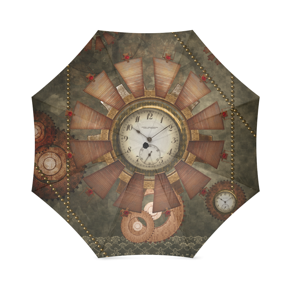 Steampunk, wonderful clocks in noble design Foldable Umbrella (Model ...