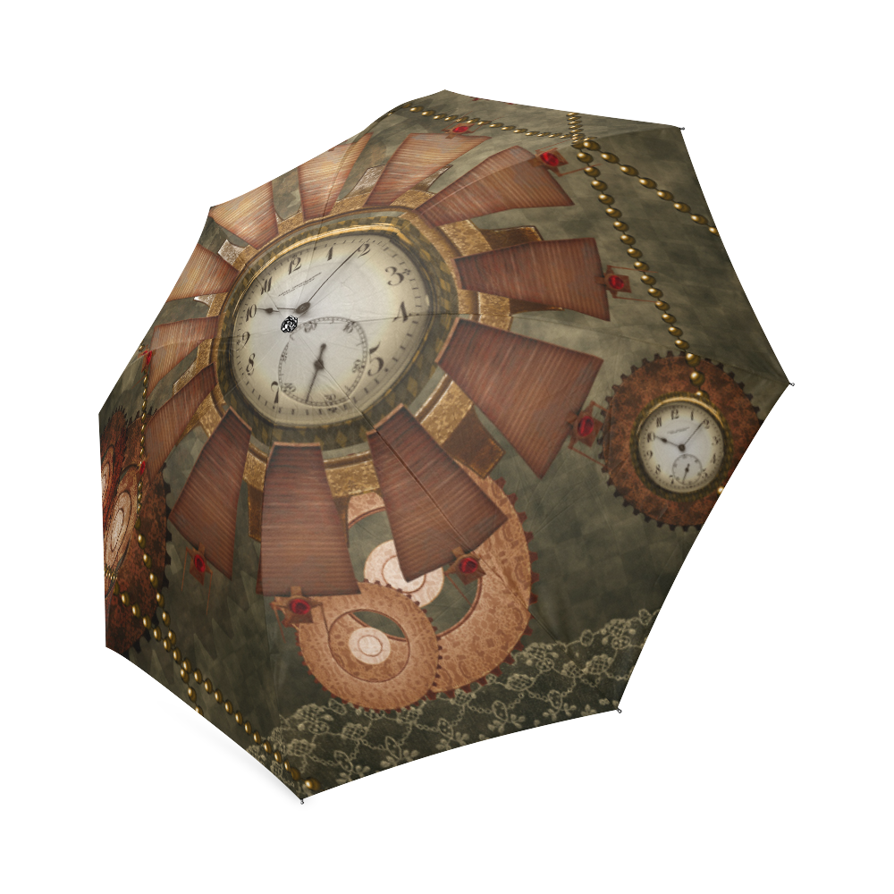 Steampunk, wonderful clocks in noble design Foldable Umbrella (Model ...