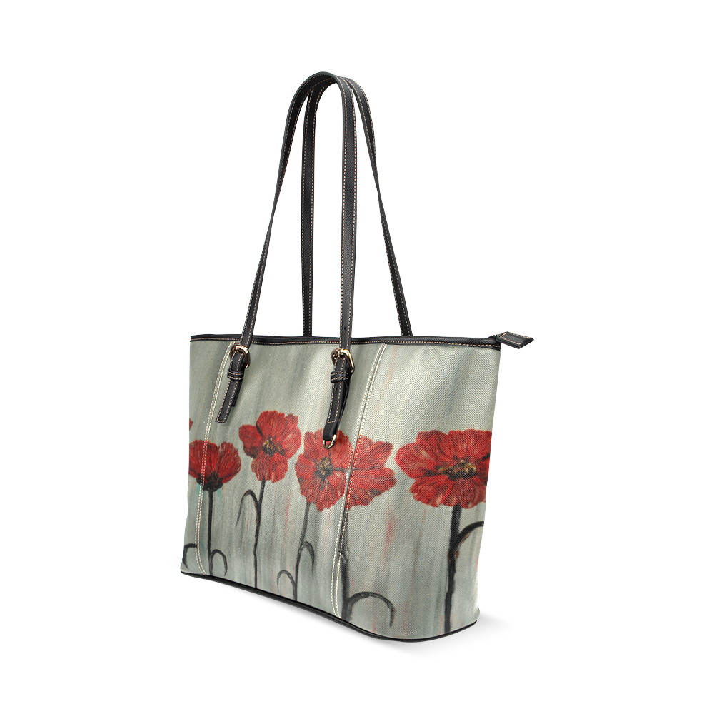 poppy trio tote bag Leather Tote Bag/Small (Model 1640) | ID: D673771