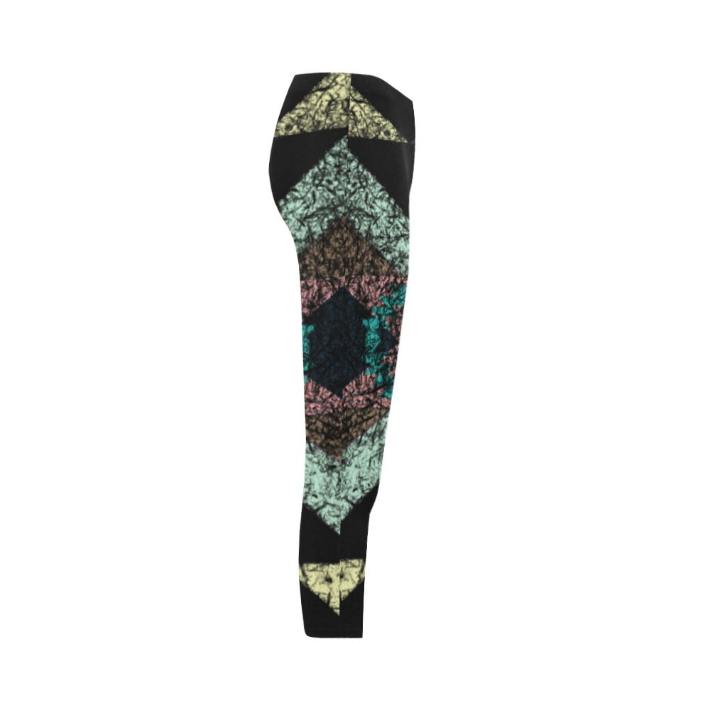 Outworn Tribal Aztec Pattern Capri Legging (Model L02) | ID: D689275