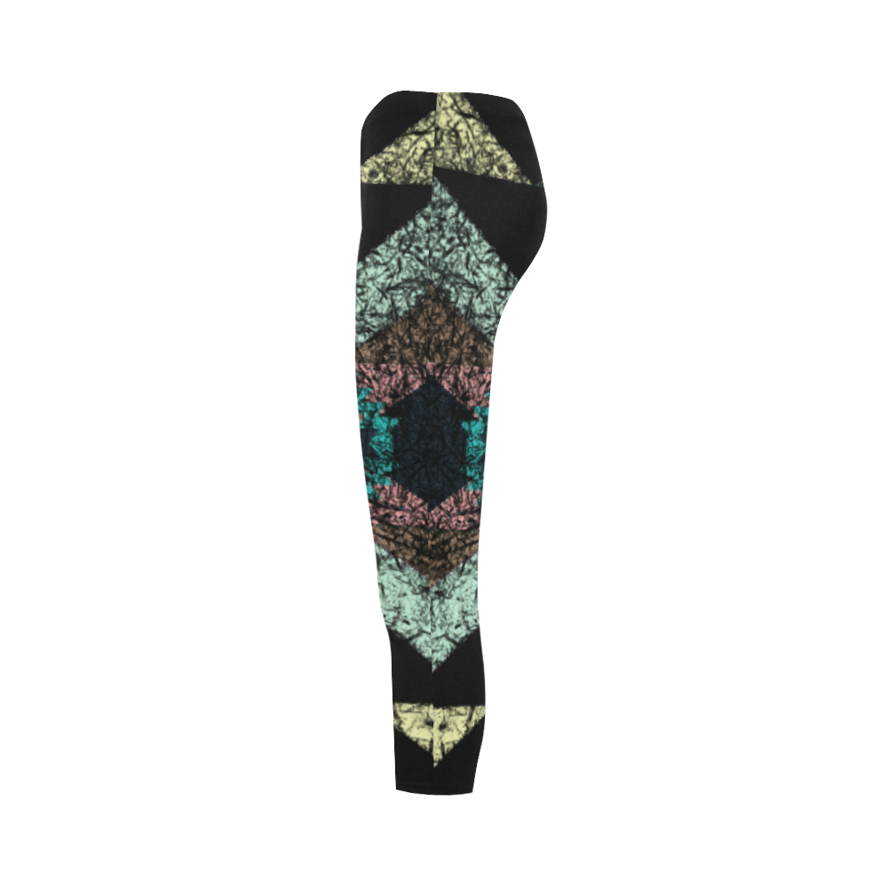 Outworn Tribal Aztec Pattern Capri Legging (Model L02) | ID: D689275