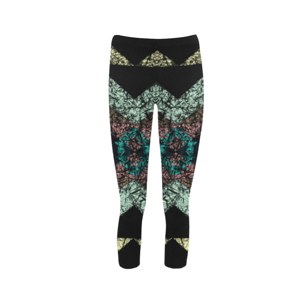 Outworn Tribal Aztec Pattern Capri Legging (Model L02) | ID: D689275