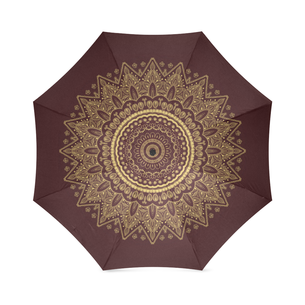 mandala in red and gold Foldable Umbrella (Model U01) | ID: D710233