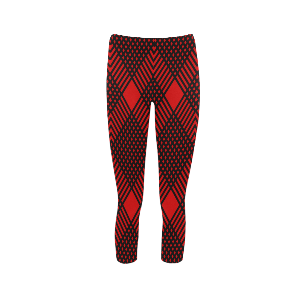Red and black geometric pattern, with rombs. Capri Legging (Model L02 ...