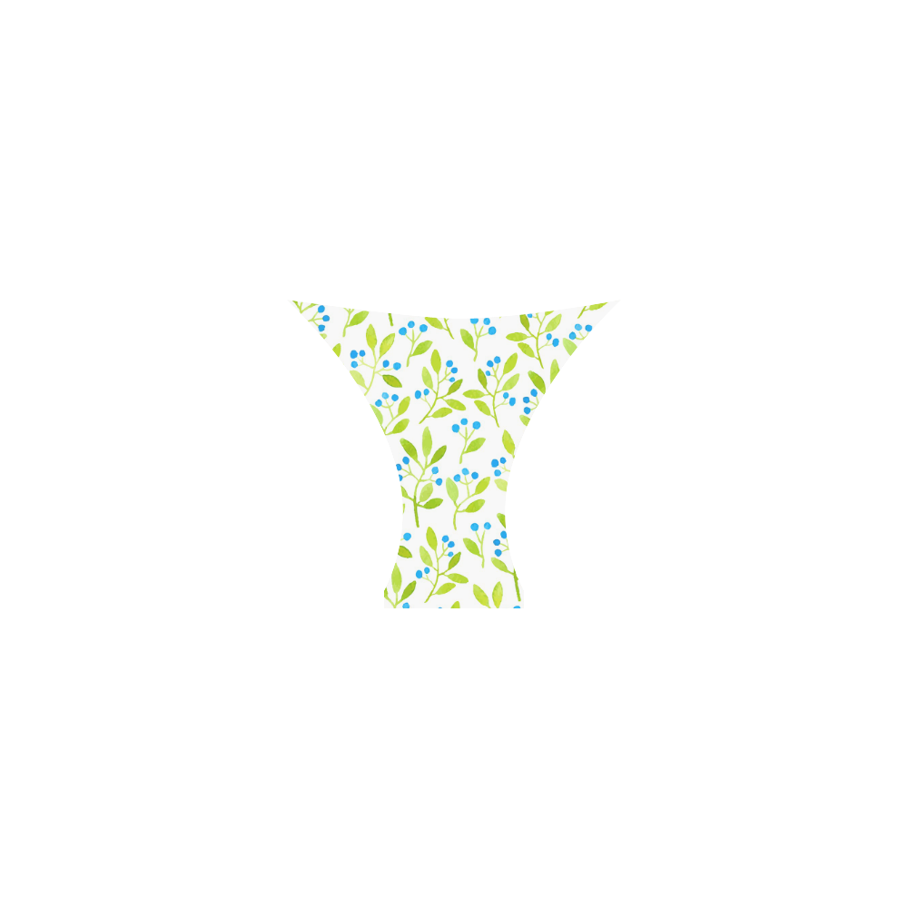 Cute Blue Watercolor Floral Pattern Custom Bikini Swimsuit | ID: D721367