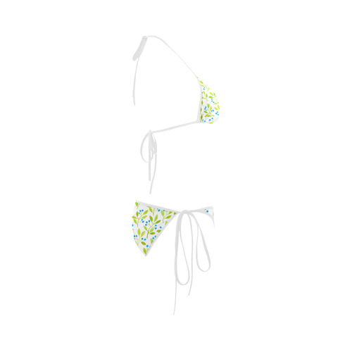 Cute Blue Watercolor Floral Pattern Custom Bikini Swimsuit | ID: D721367