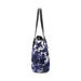 abstract floral in deep blue Leather Tote Bag/Small (Model 1640) | ID ...