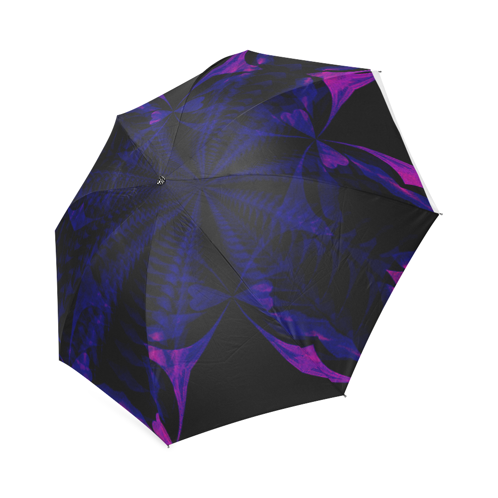 hOT pURPLE nEON hEARTZ 2 Foldable Umbrella (Model U01) | ID: D755151