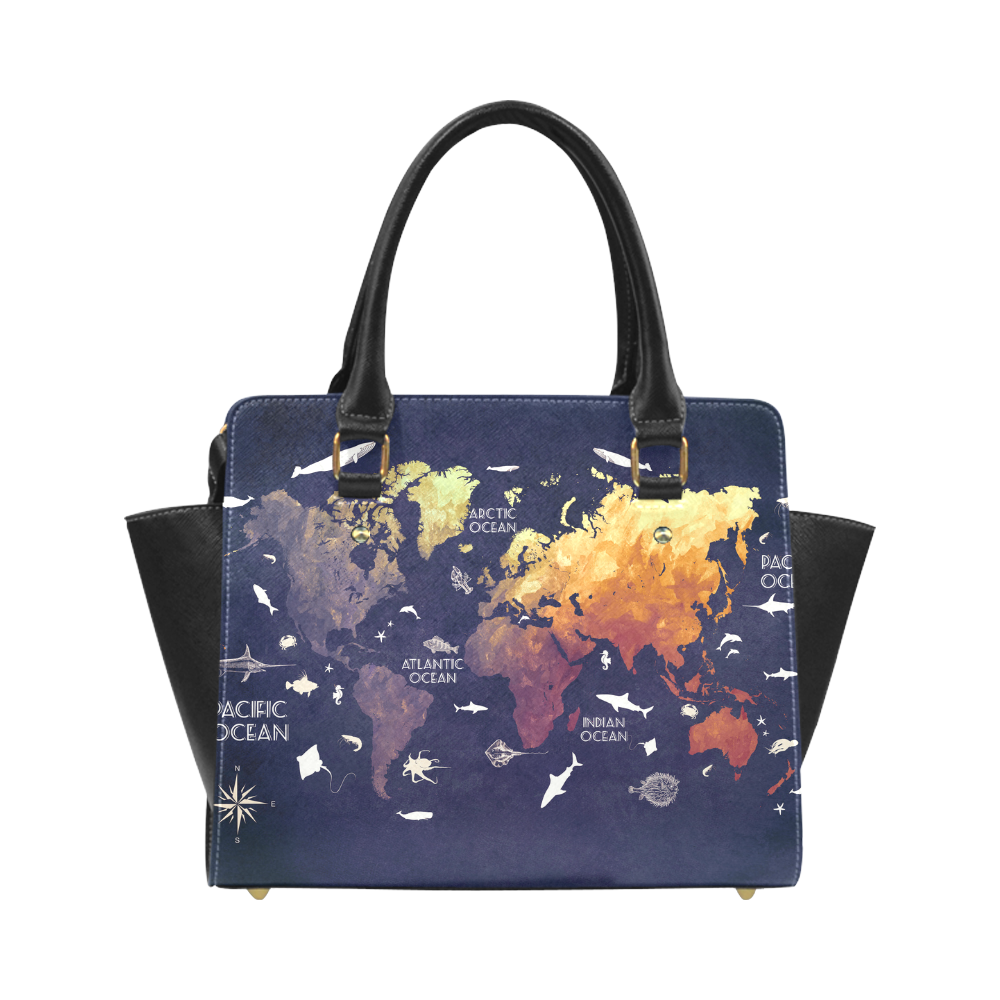 ocean world map Classic Shoulder Handbag (Model 1653) | ID: D758103