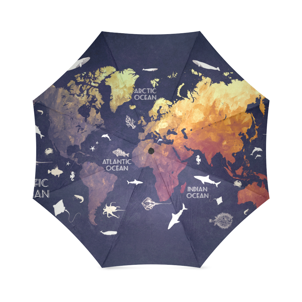 ocean world map Foldable Umbrella (Model U01) | ID: D758582