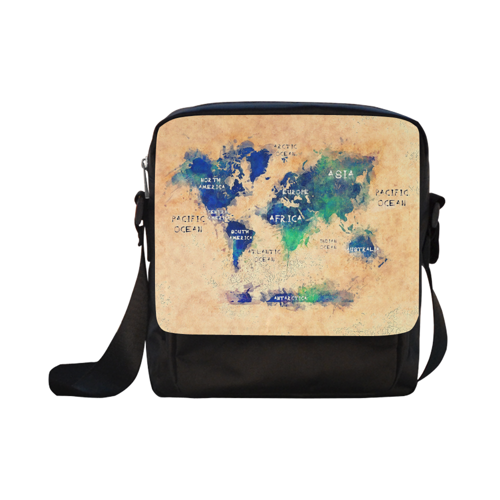 world map OCEANS and continents Crossbody Nylon Bags (Model 1633) | ID ...