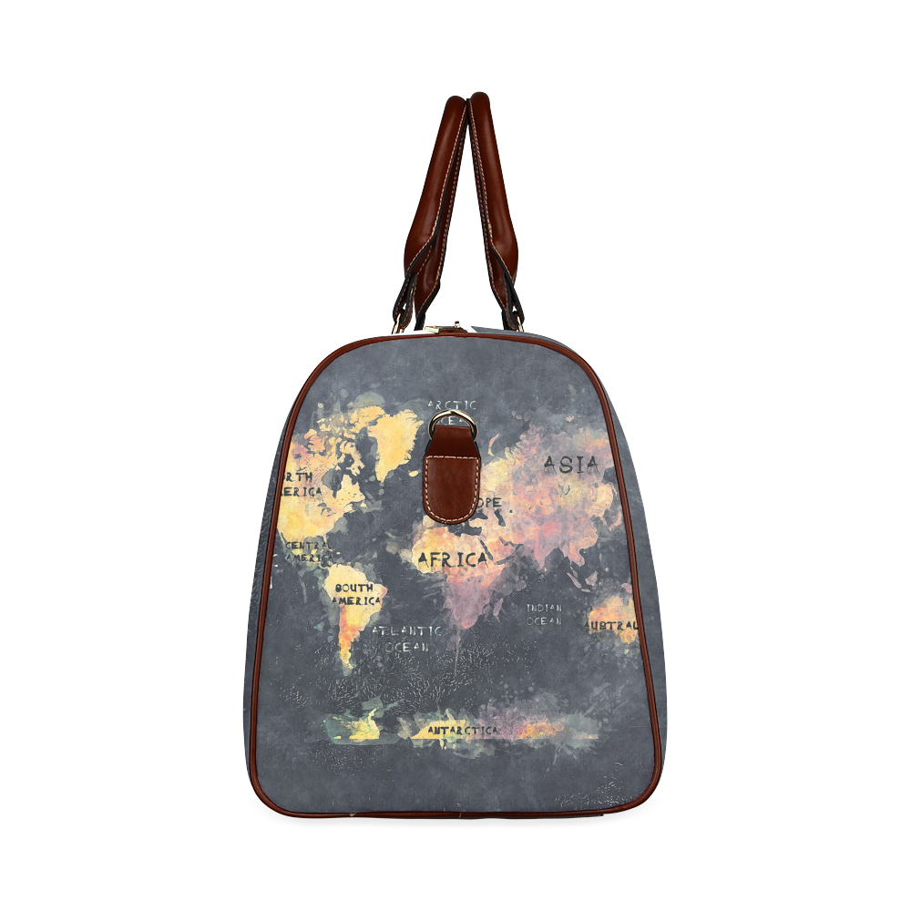 world map OCEANS and continents Waterproof Travel Bag/Small (Model 1639 ...