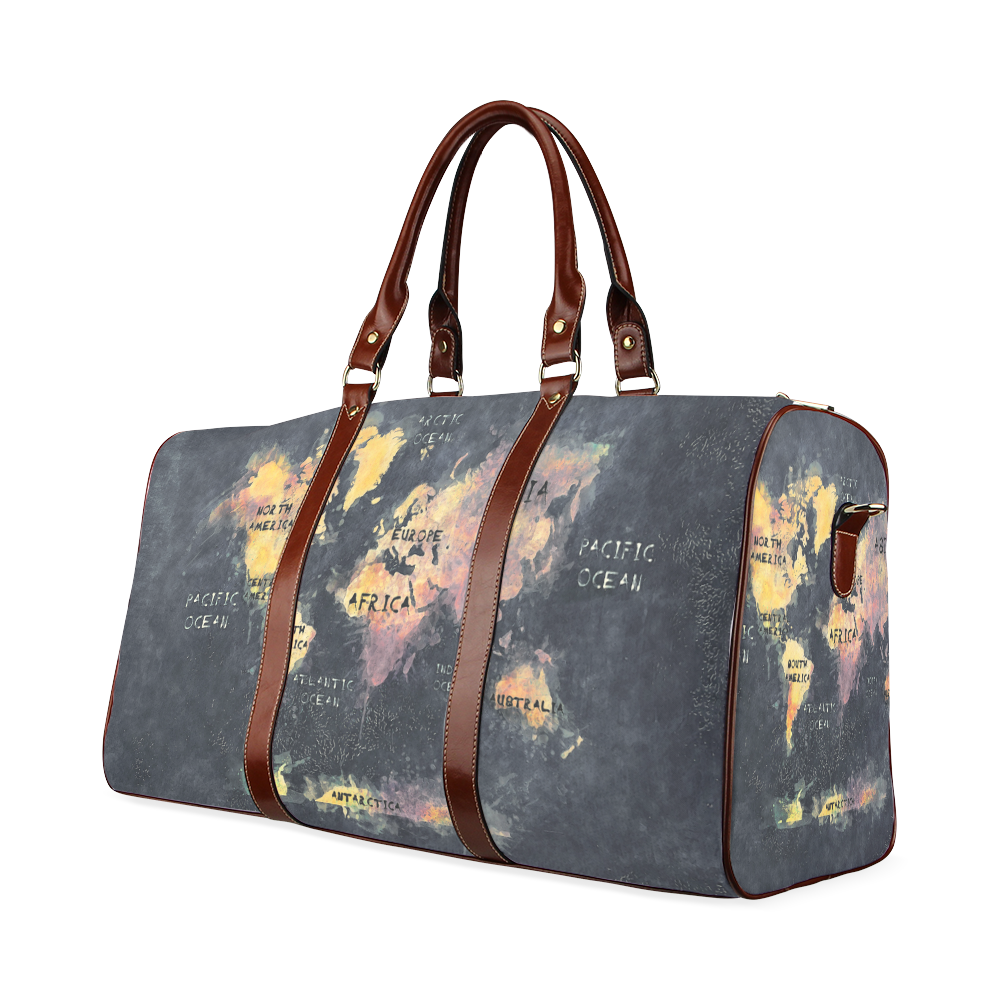 world map OCEANS and continents Waterproof Travel Bag/Small (Model 1639 ...