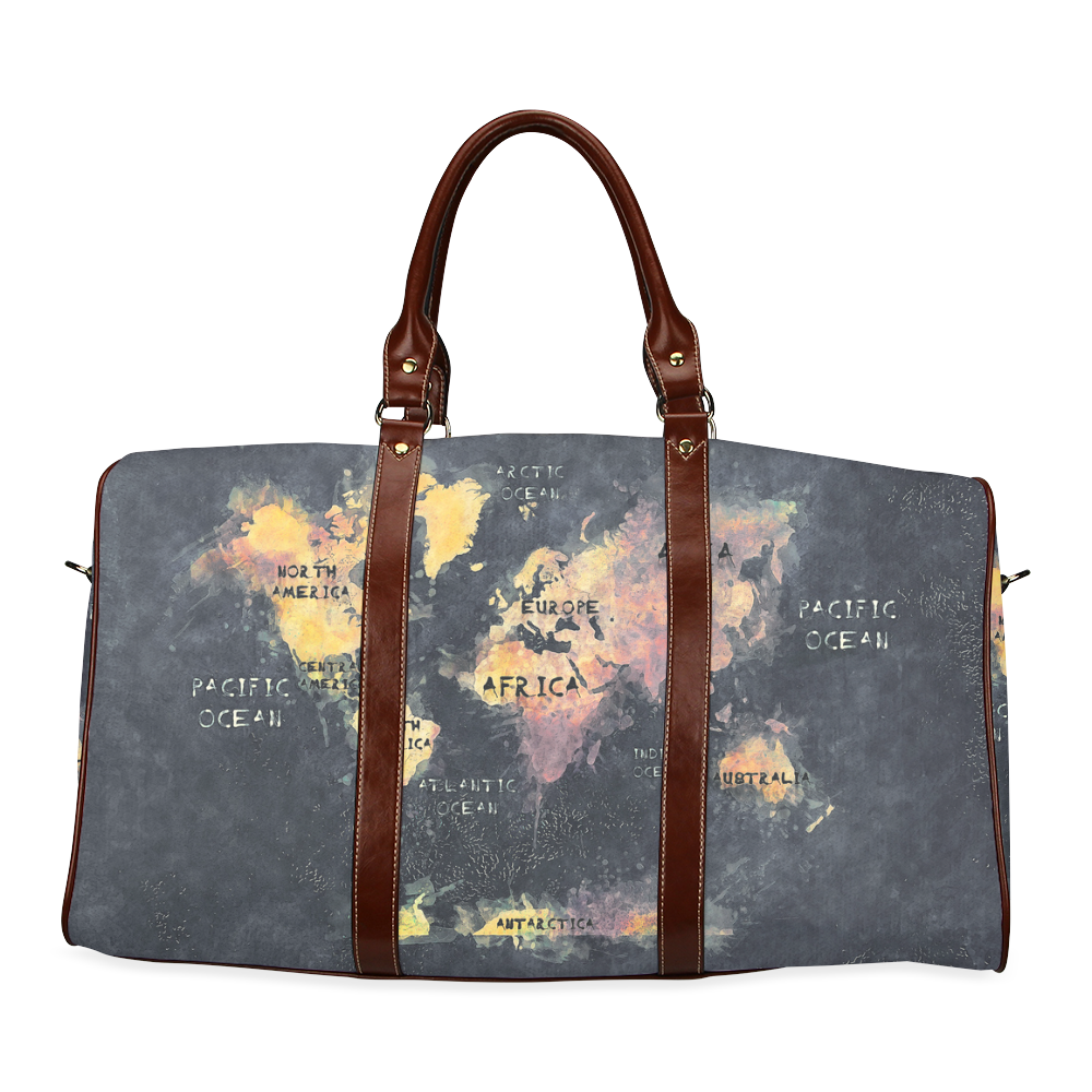 world map OCEANS and continents Waterproof Travel Bag/Small (Model 1639 ...