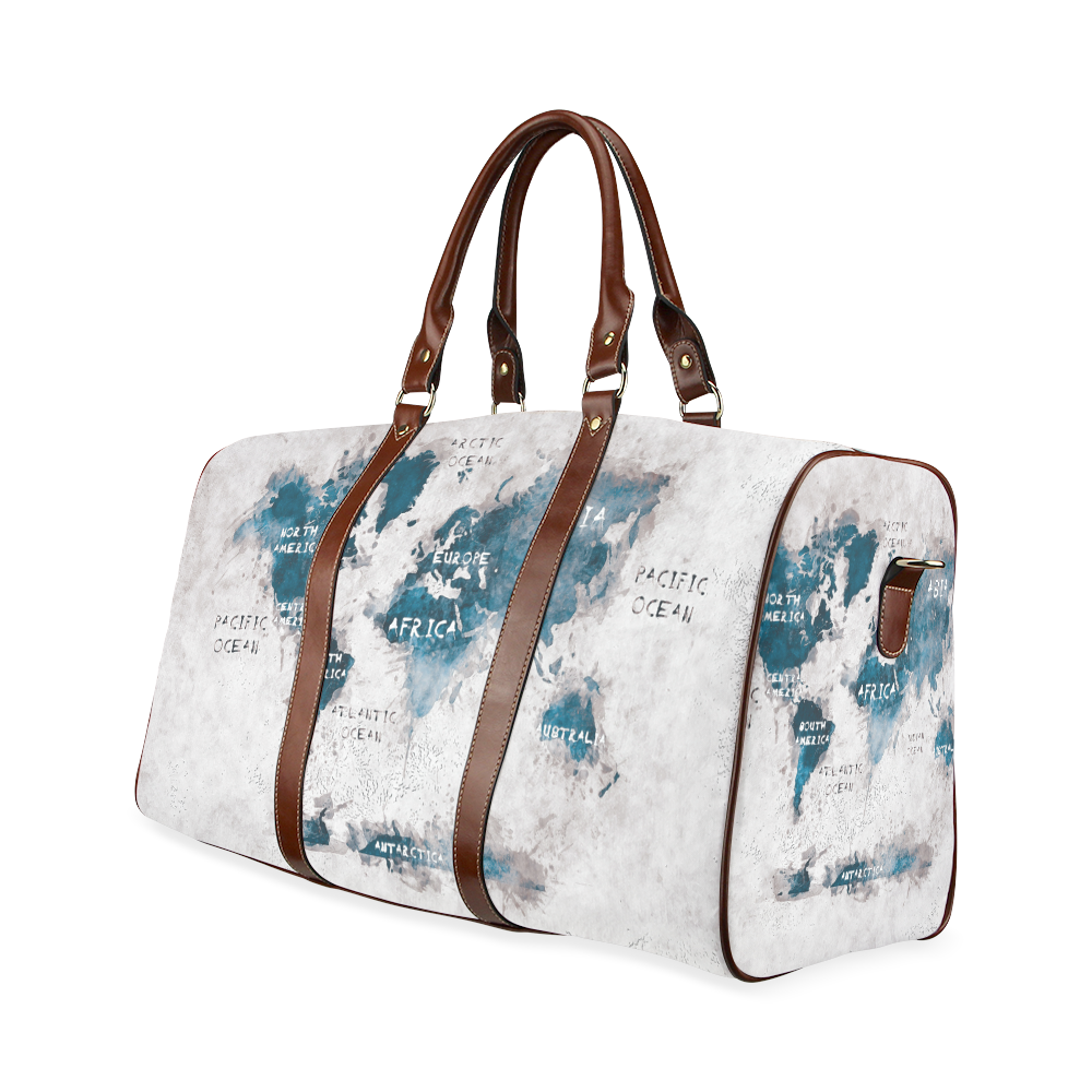 world map OCEANS and continents Waterproof Travel Bag/Small (Model 1639 ...