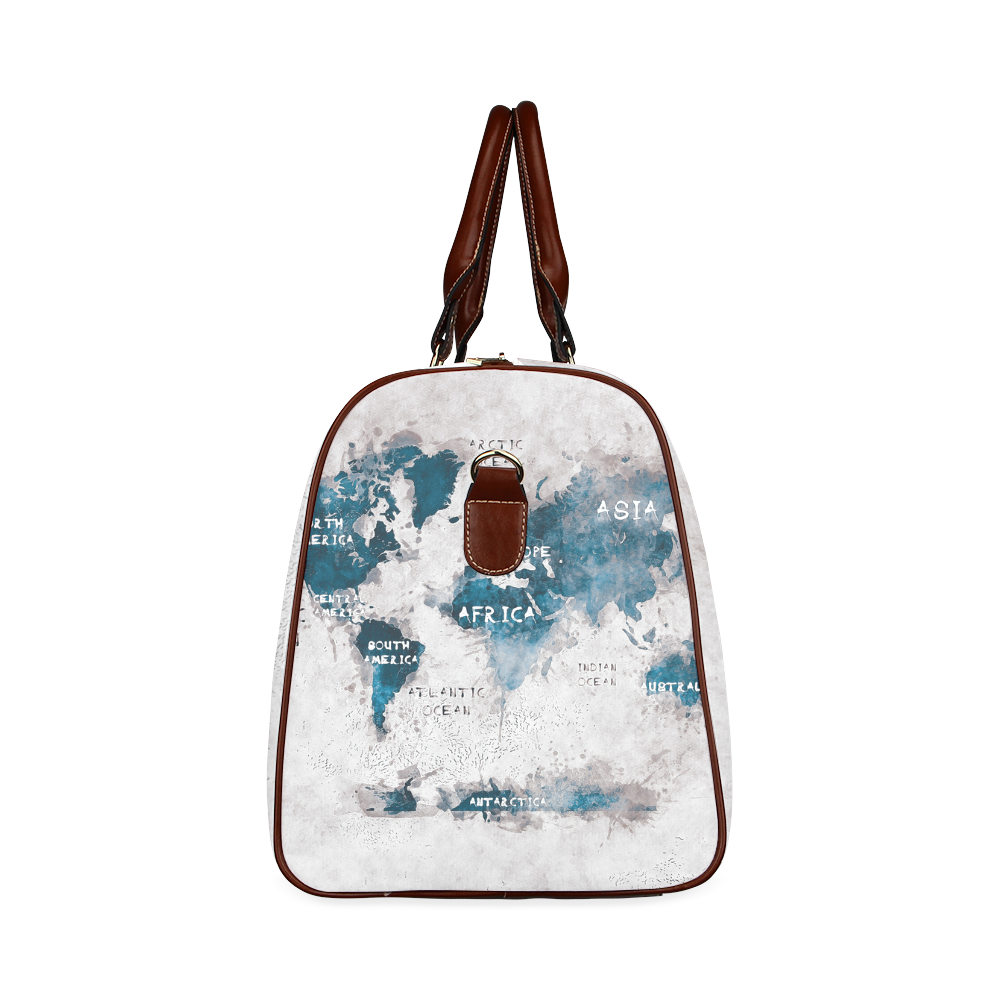 world map OCEANS and continents Waterproof Travel Bag/Small (Model 1639 ...