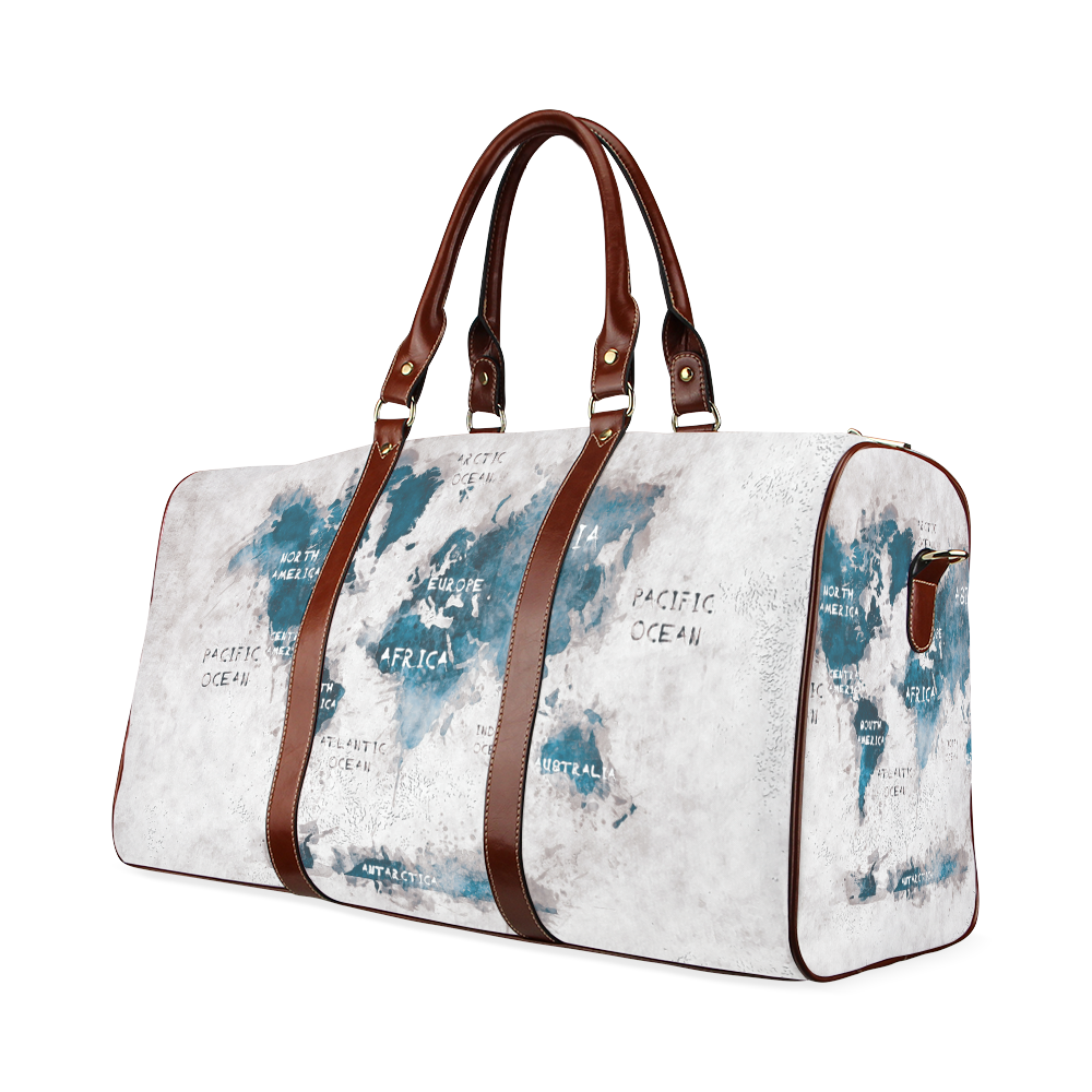 world map OCEANS and continents Waterproof Travel Bag/Small (Model 1639 ...