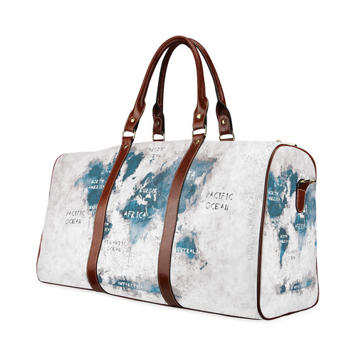 world map OCEANS and continents Waterproof Travel Bag/Small (Model 1639 ...