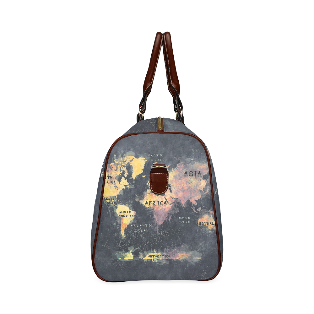 world map OCEANS and continents Waterproof Travel Bag/Small (Model 1639 ...