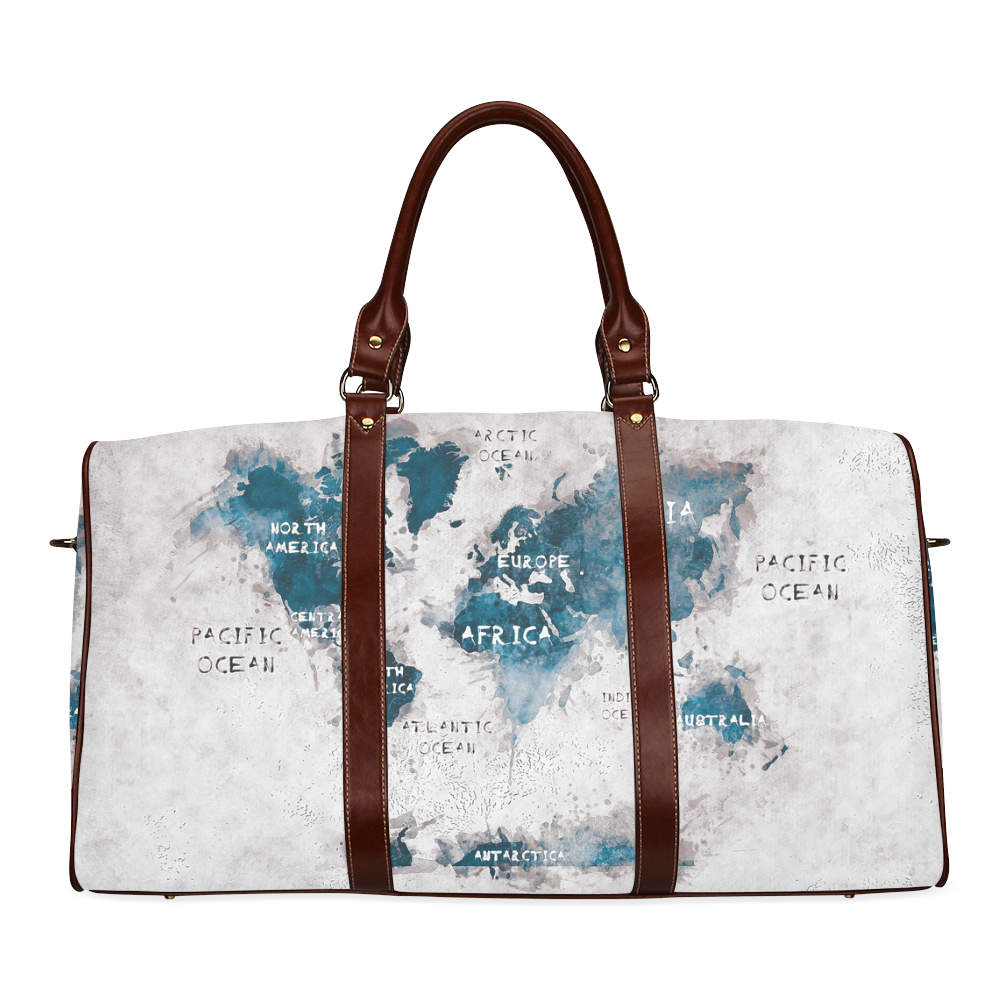 world map OCEANS and continents Waterproof Travel Bag/Small (Model 1639 ...