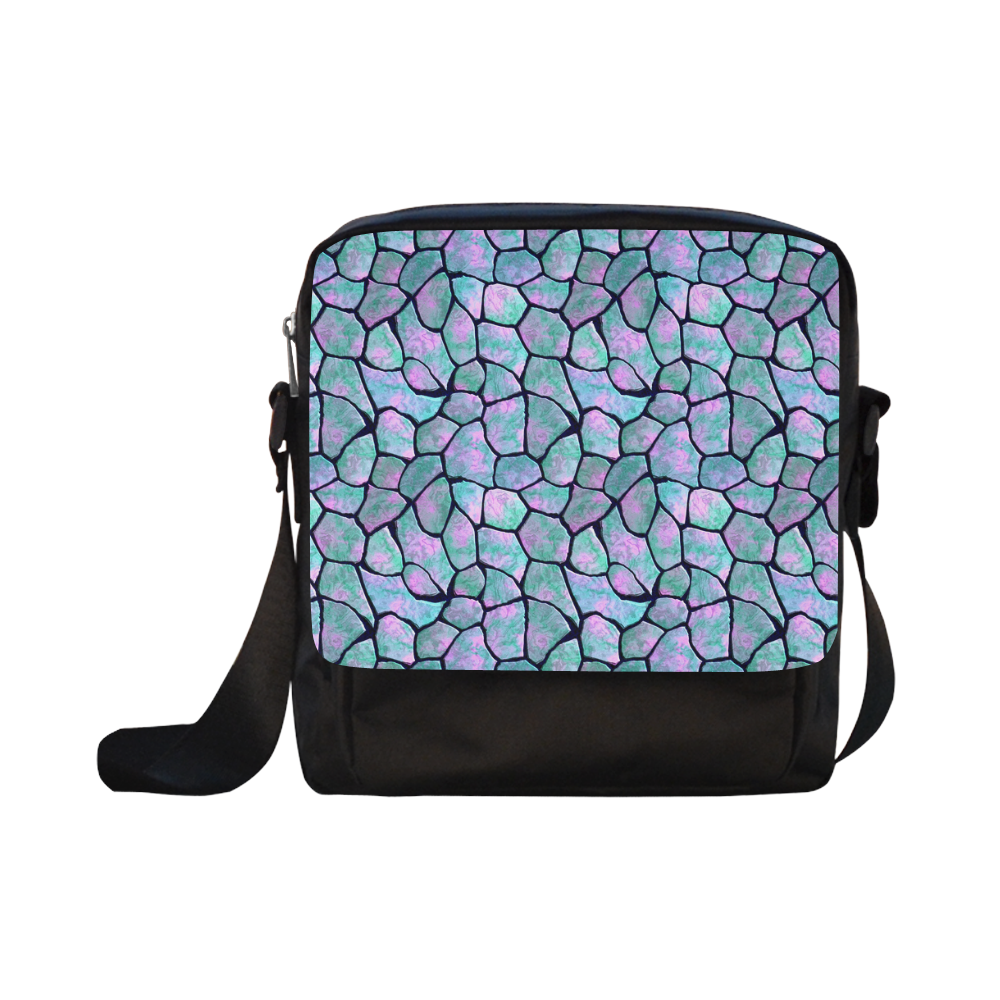 Turquoise and pink stones colorful mosaic stone texture Crossbody Nylon ...