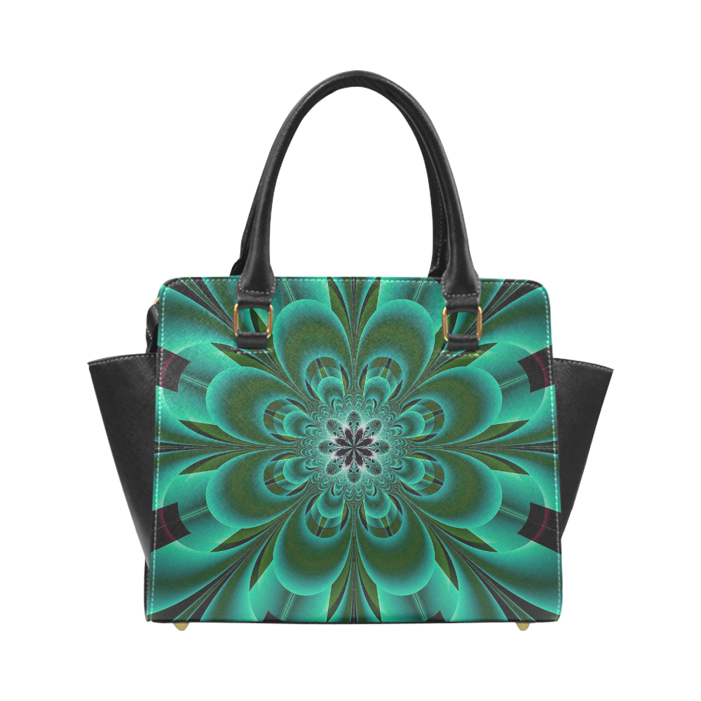 Emerald Green Mandala Flower Rivet Shoulder Handbag (Model 1645) | ID ...