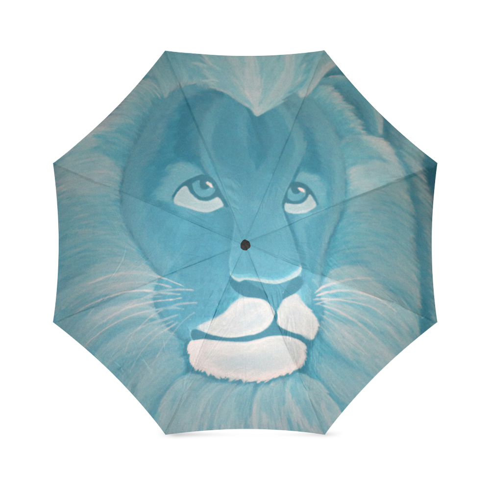 Turquoise Lion Foldable Umbrella (Model U01) | ID: D780029