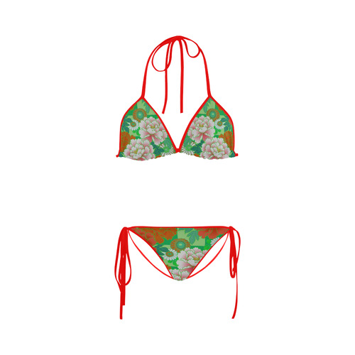 Vintage Japanese Floral Kimono Pattern Custom Bikini Swimsuit | ID: D786458