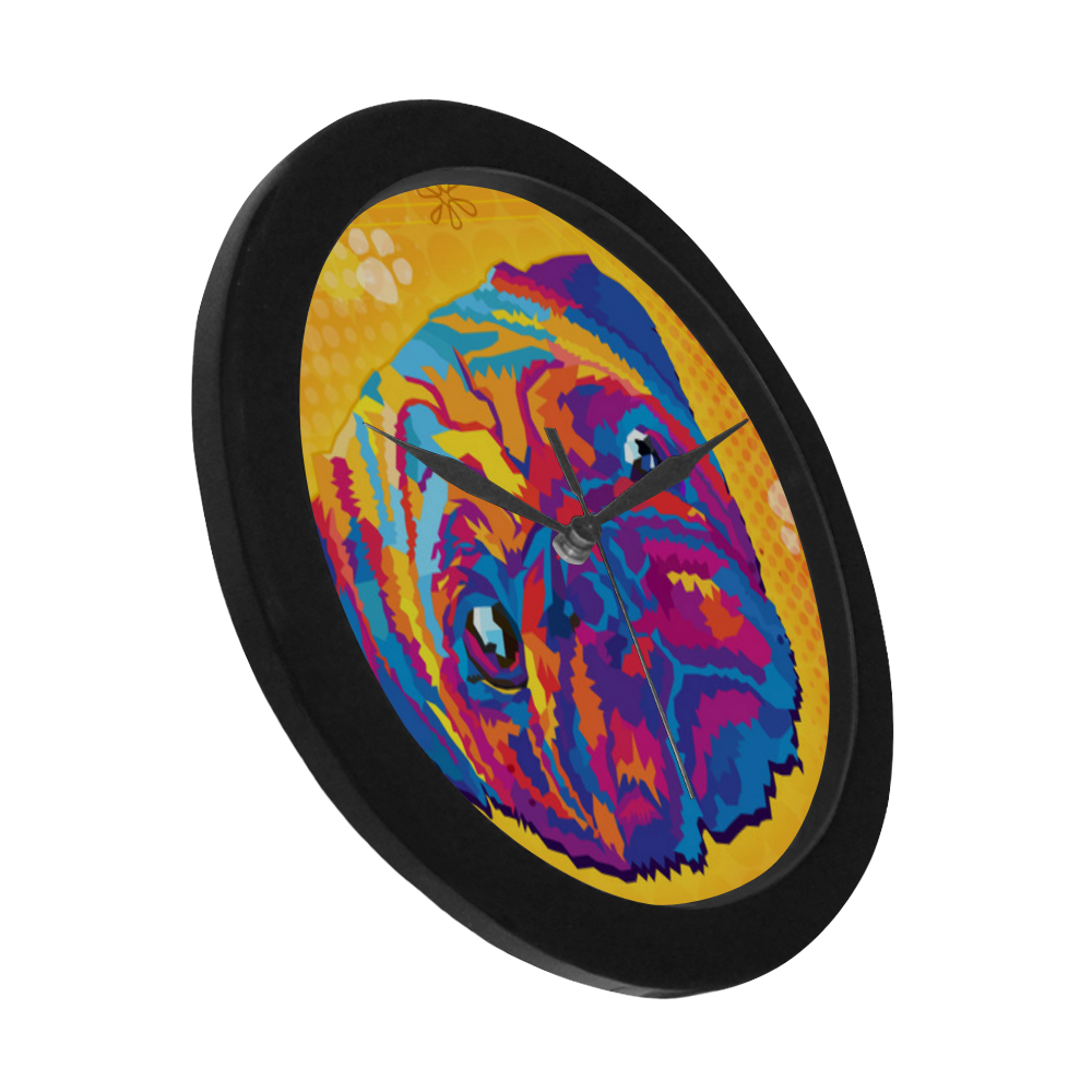 pop art pug Circular Plastic Wall clock | ID: D796037