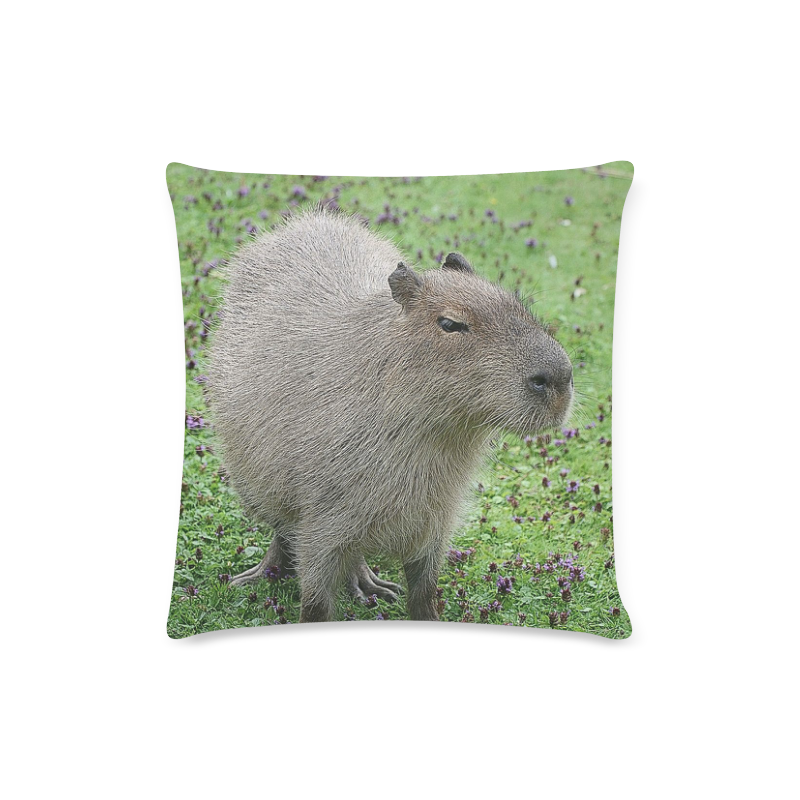 cute capybara Custom Zippered Pillow Case 16"x16"(Twin Sides) | ID: D796060