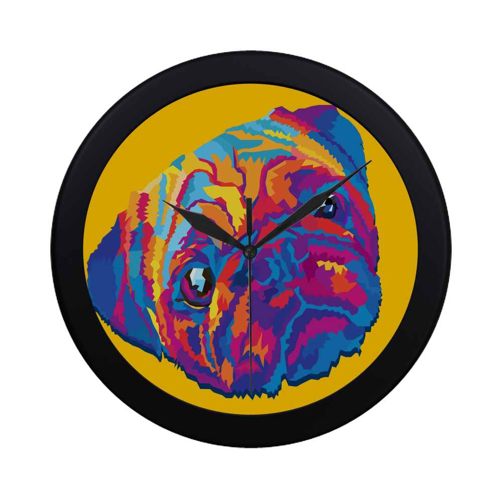 pop art pug Circular Plastic Wall clock | ID: D796045