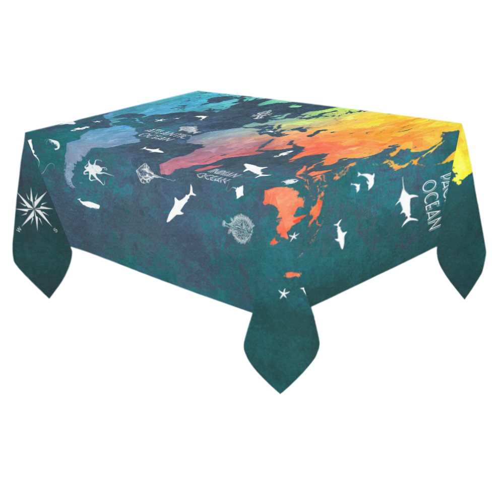 world map Cotton Linen Tablecloth 60"x 84" | ID: D808193