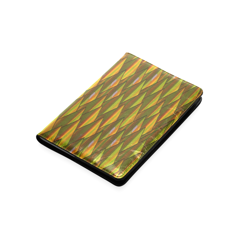 Autumn Gold and Green Triangle Peaks Custom NoteBook A5 | ID: D809596
