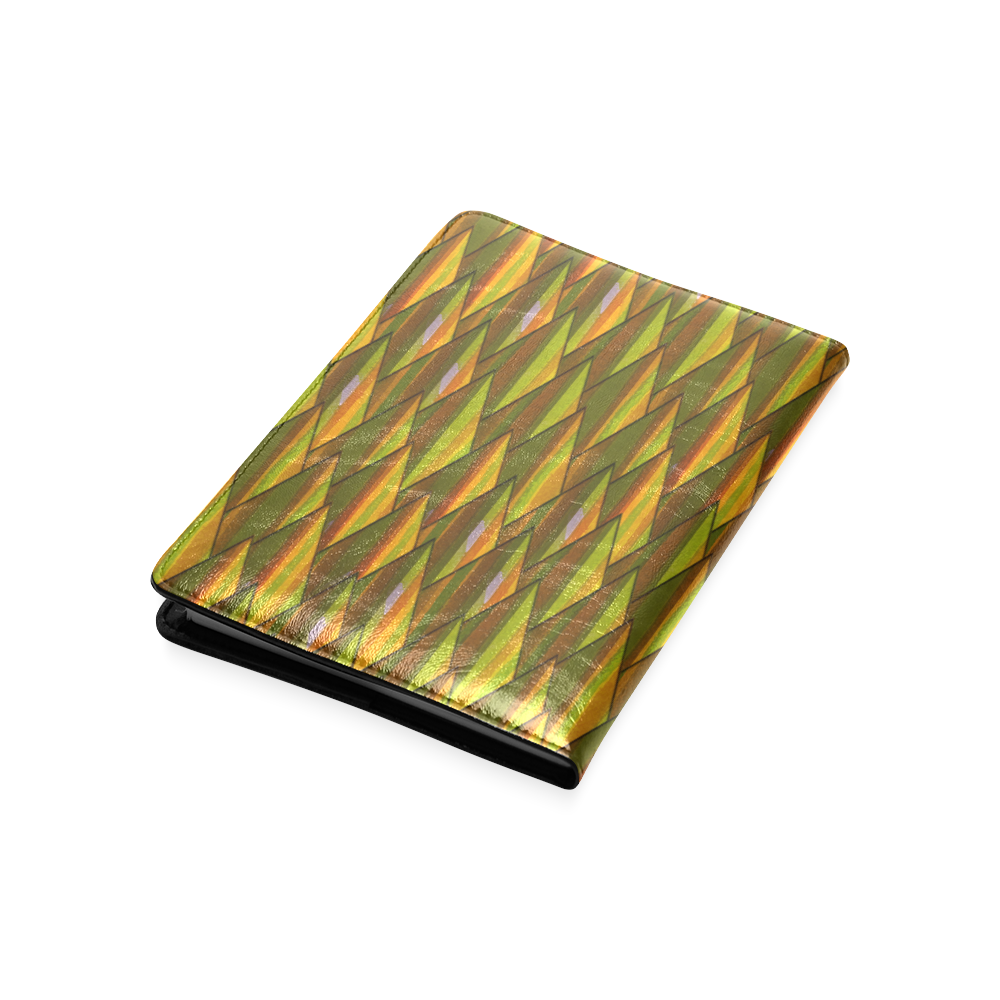 Autumn Gold and Green Triangle Peaks Custom NoteBook A5 | ID: D809596