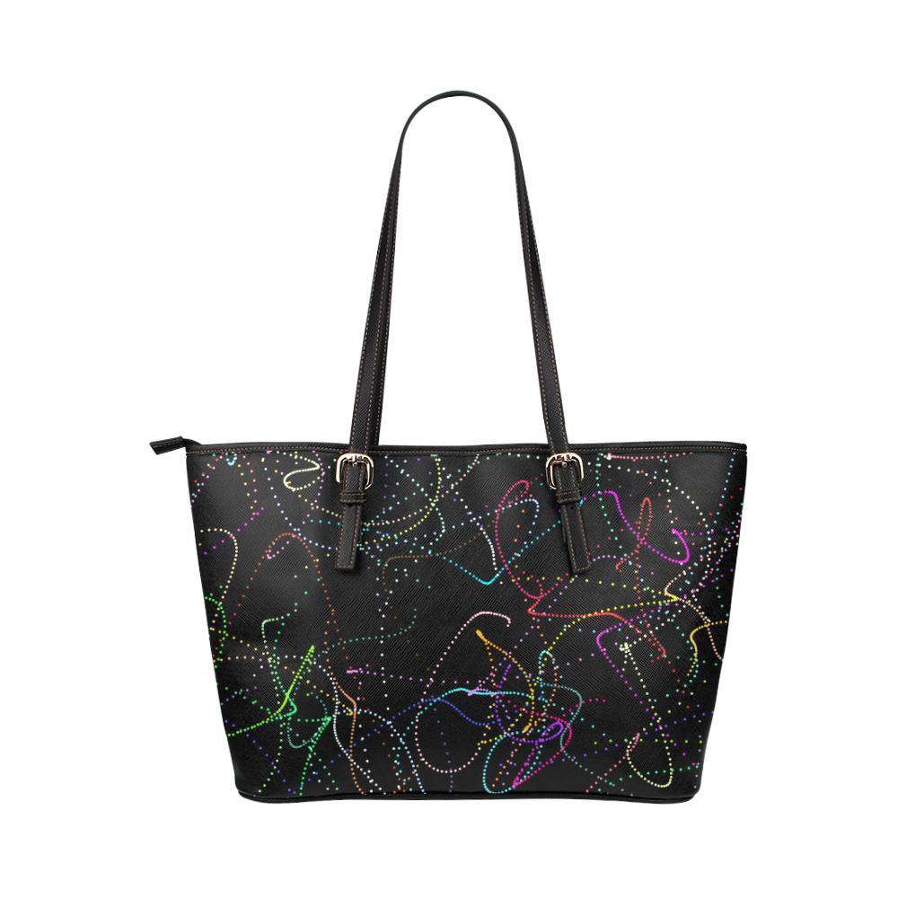 glowing in the dark Leather Tote Bag/Large (Model 1651) | ID: D826331