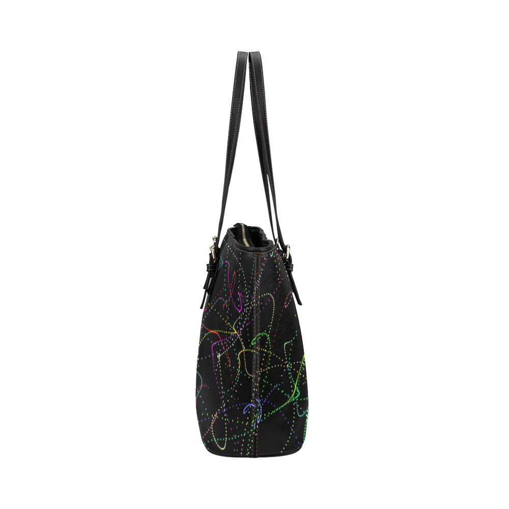glowing in the dark Leather Tote Bag/Large (Model 1651) | ID: D826331