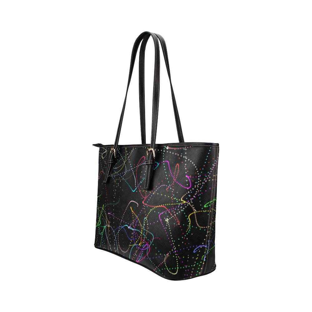 glowing in the dark Leather Tote Bag/Large (Model 1651) | ID: D826331
