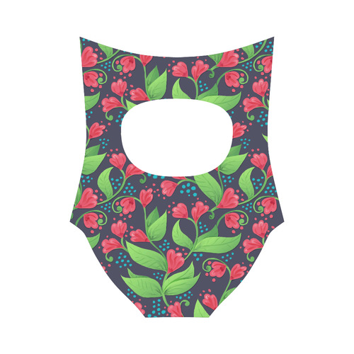 Beautiful Red Flowers Strap Swimsuit ( Model S05) | ID: D830091