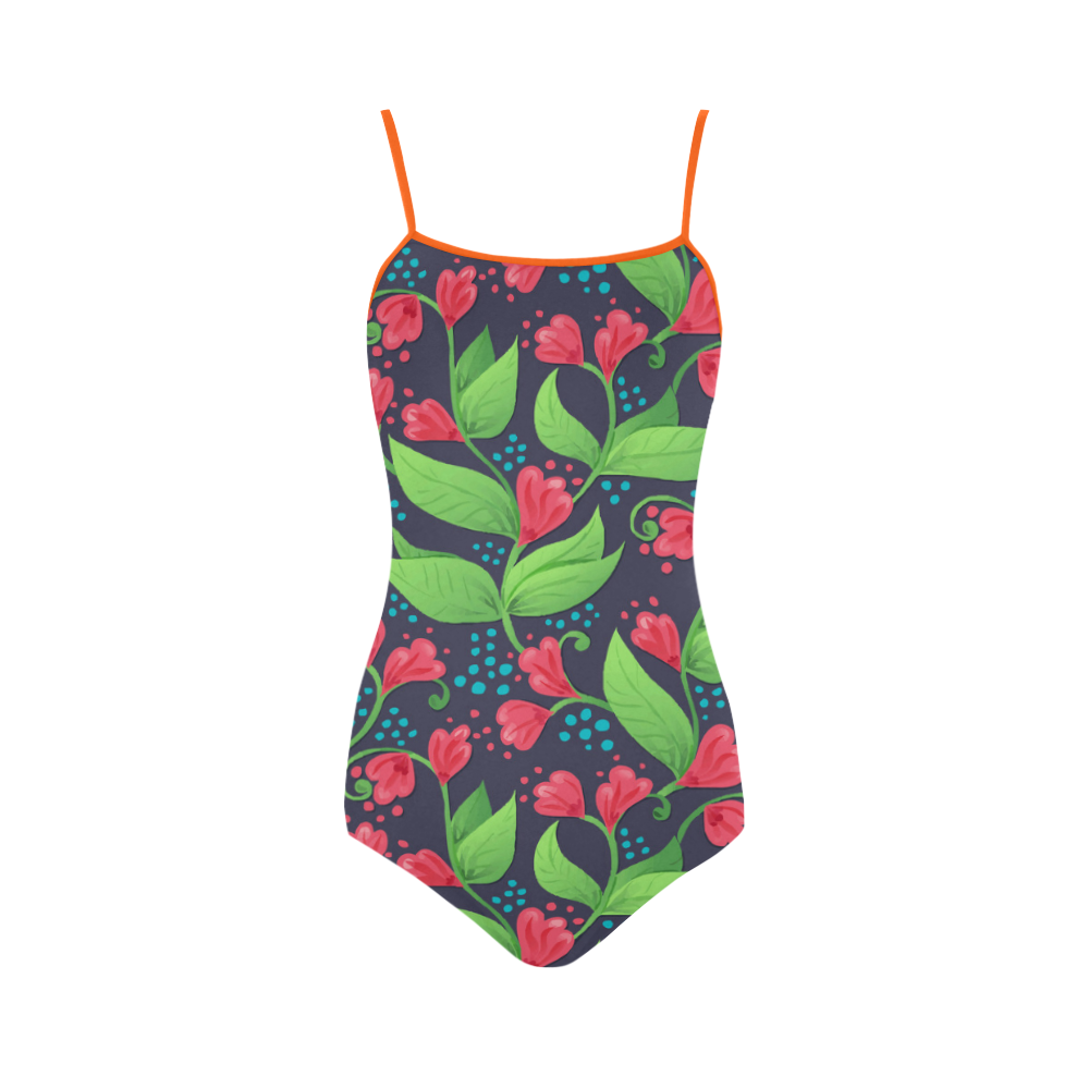 Beautiful Red Flowers Strap Swimsuit ( Model S05) | ID: D830091
