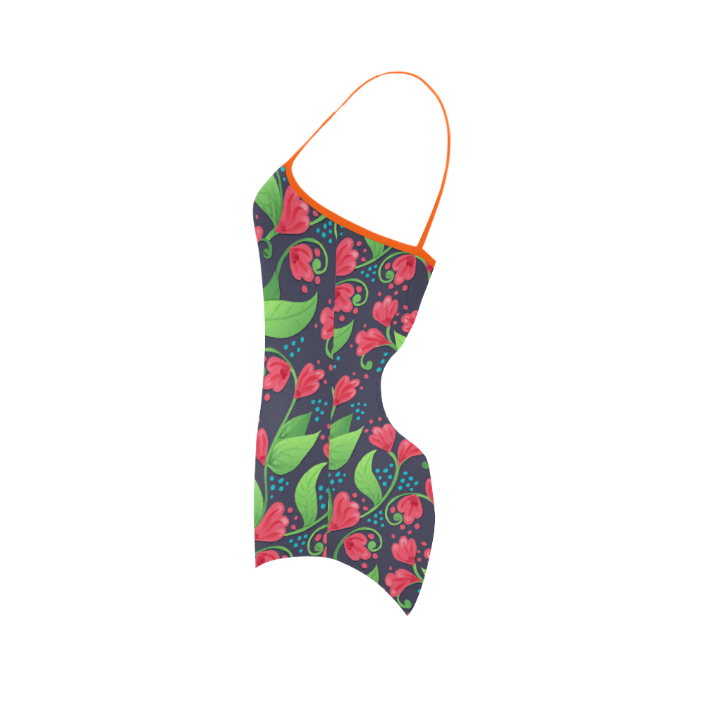 Beautiful Red Flowers Strap Swimsuit ( Model S05) | ID: D830091
