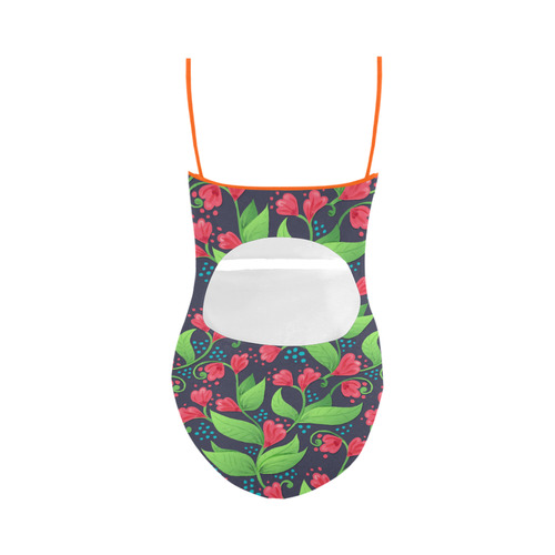 Beautiful Red Flowers Strap Swimsuit ( Model S05) | ID: D830091