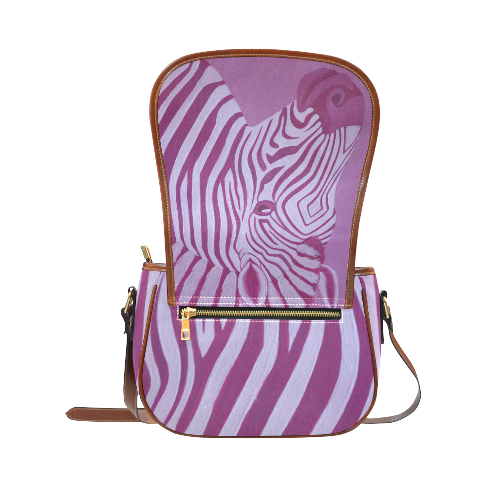 Magenta Zebra Saddle Bag/Small (Model 1649) Full Customization | ID ...