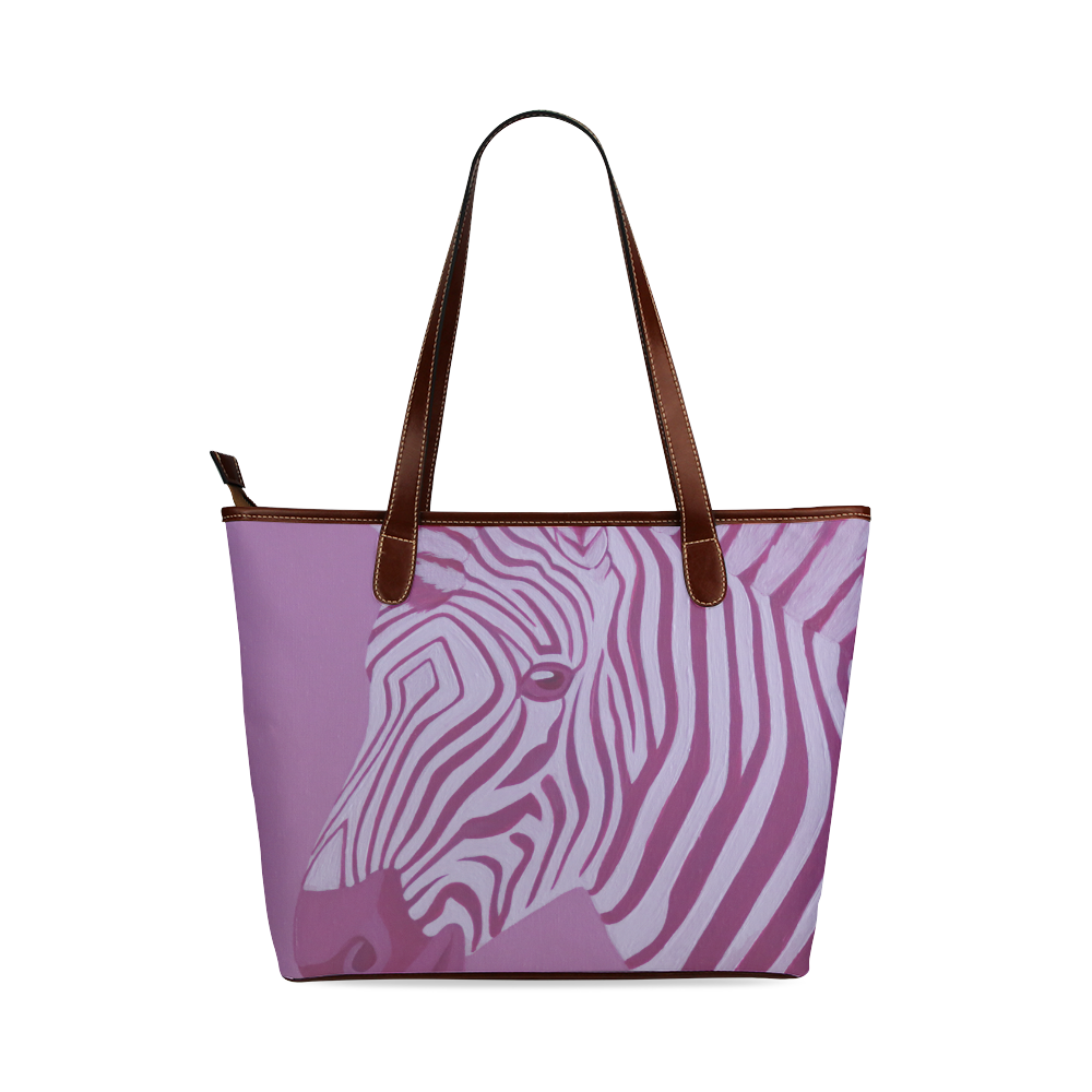 Magenta Zebra Shoulder Tote Bag (Model 1646) | ID: D837855