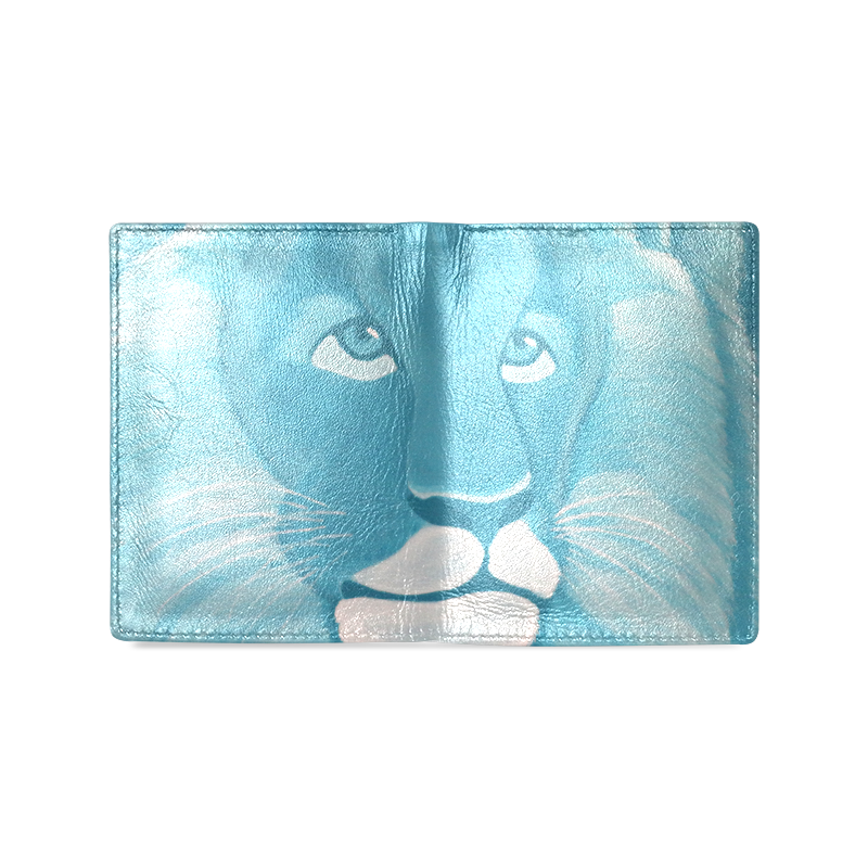 Turquoise Lion Men's Leather Wallet (Model 1612) | ID: D843019