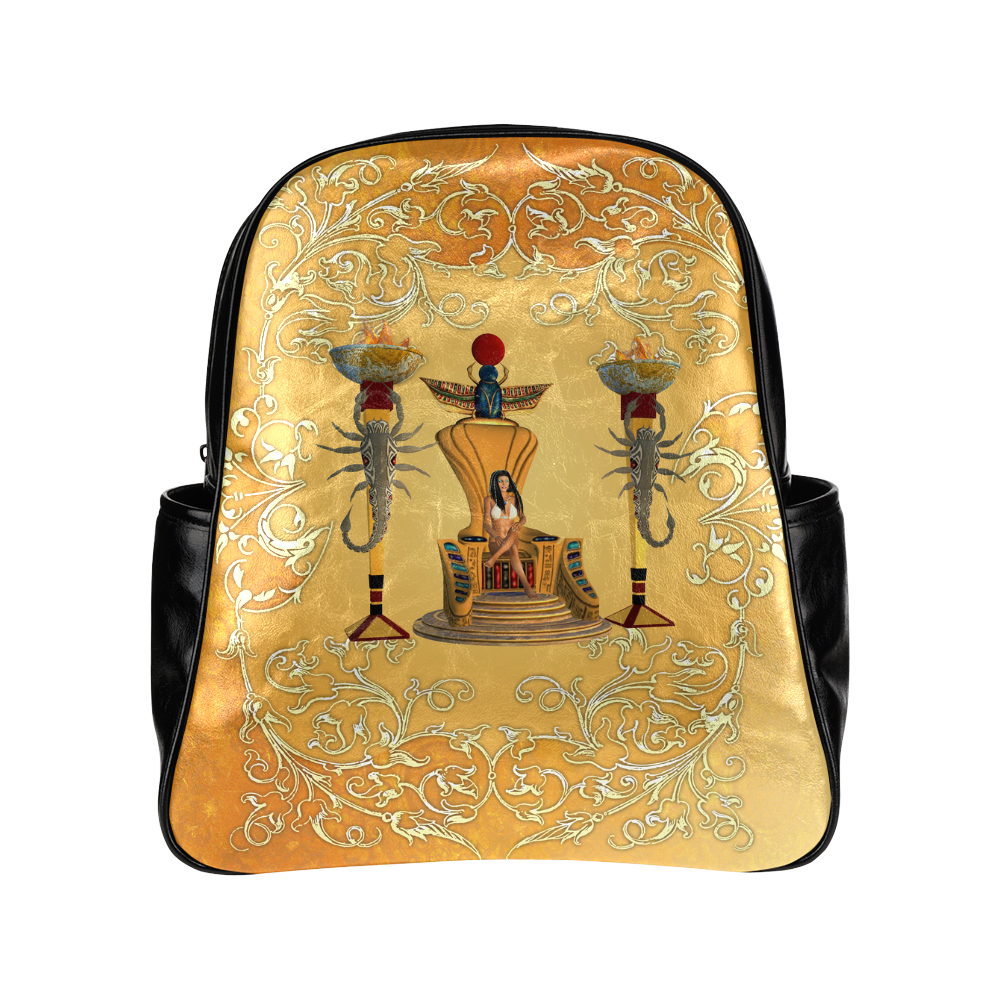 Beautidul egyptian women on a throne Multi-Pockets Backpack (Model 1636 ...