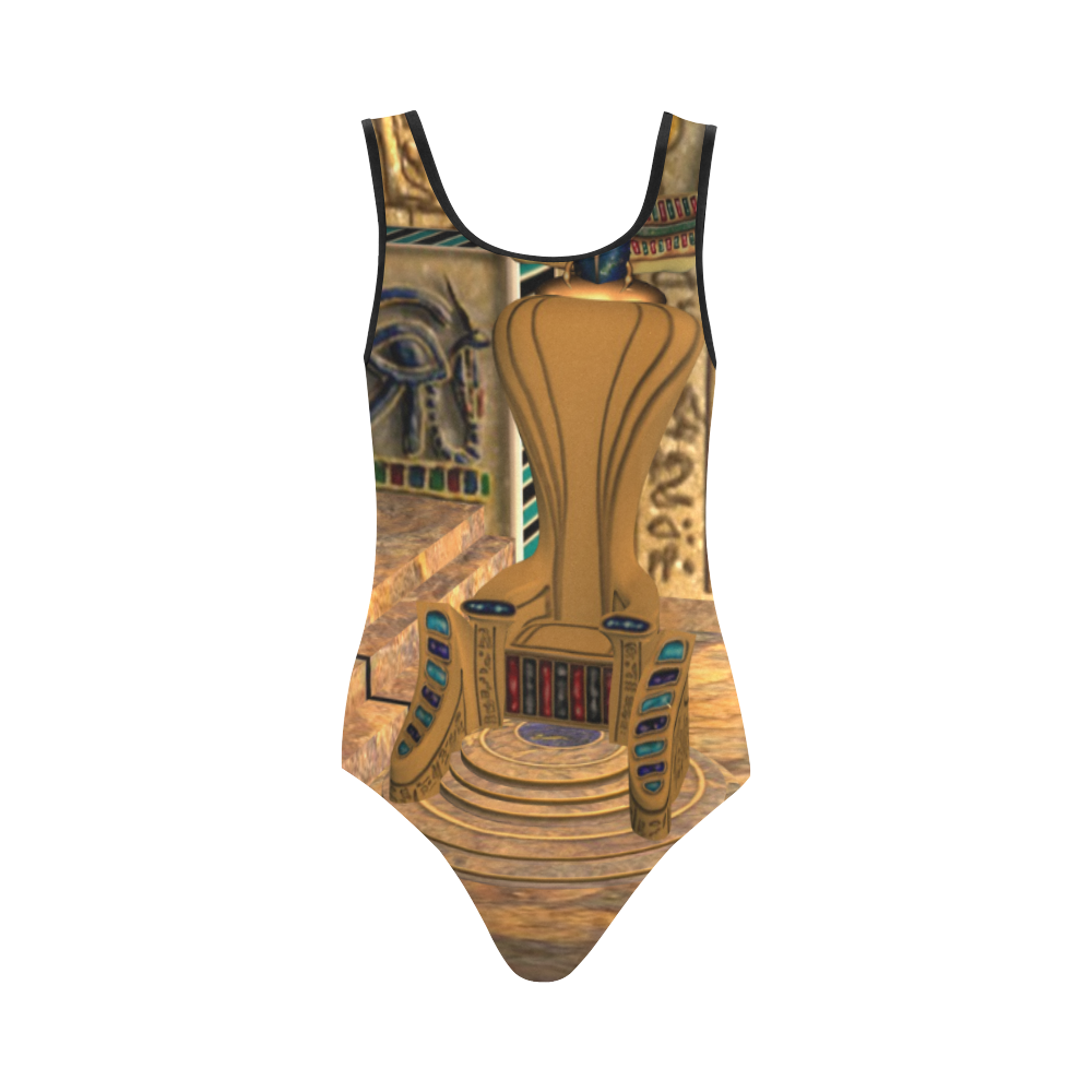 The egyptian temple Vest One Piece Swimsuit (Model S04) | ID: D873293