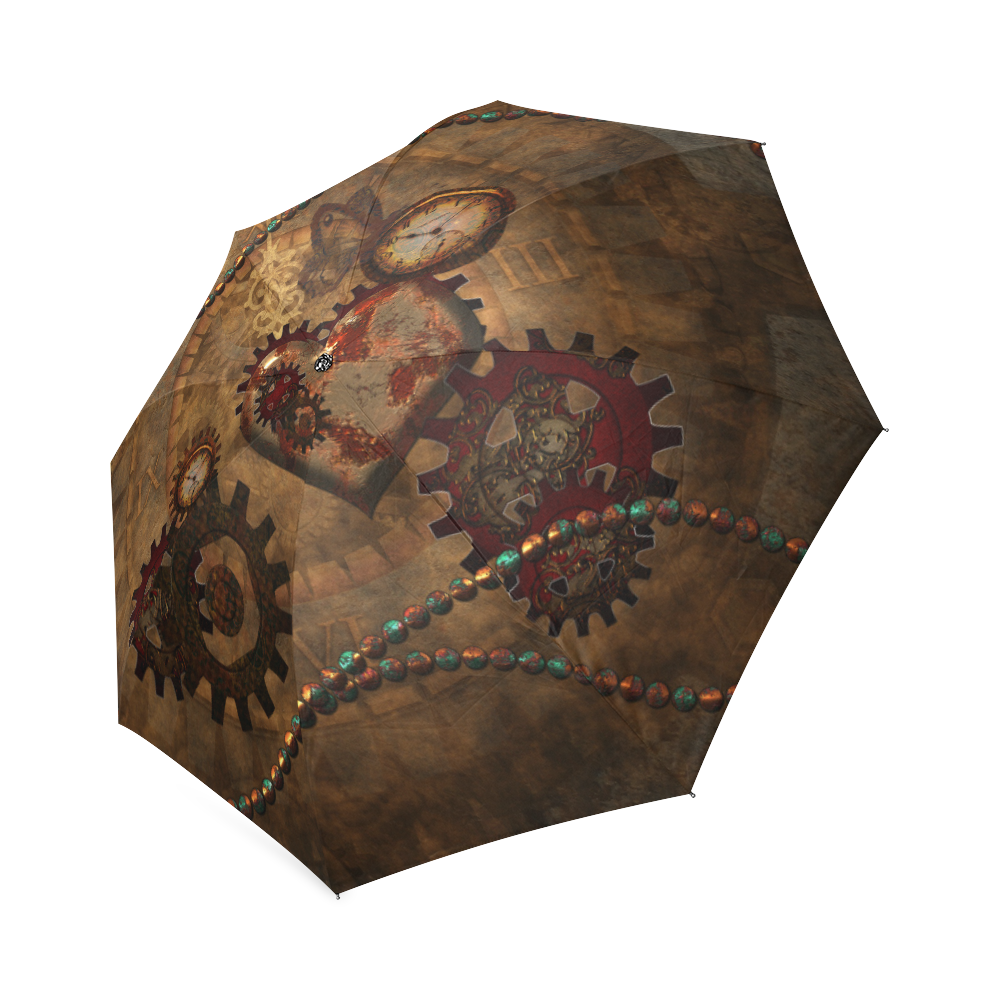 Steampunk, noble design clocks and gears Foldable Umbrella (Model U01 ...