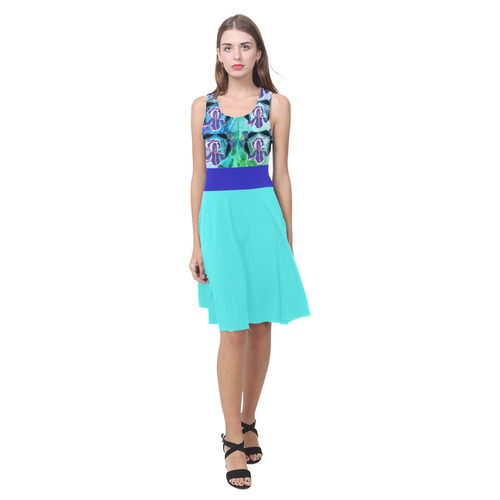 Aqua with Birdwing Butterfly & Navy Accents Atalanta Casual Sundress ...
