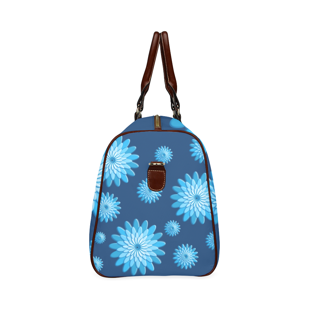 blue flowers Waterproof Travel Bag/Large (Model 1639) | ID: D895298